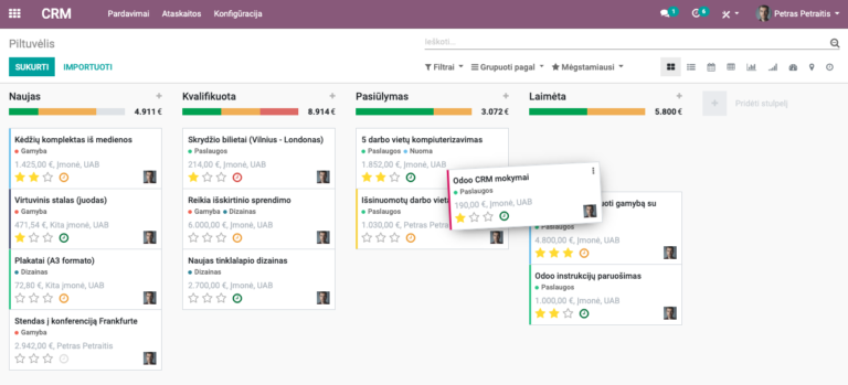 Odoo CRM klientų valdymo sistema - Odoo CRM sistema